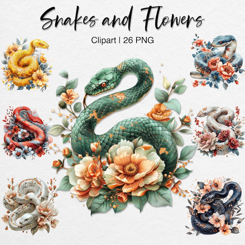 Snake Rose Clip Art - Etsy