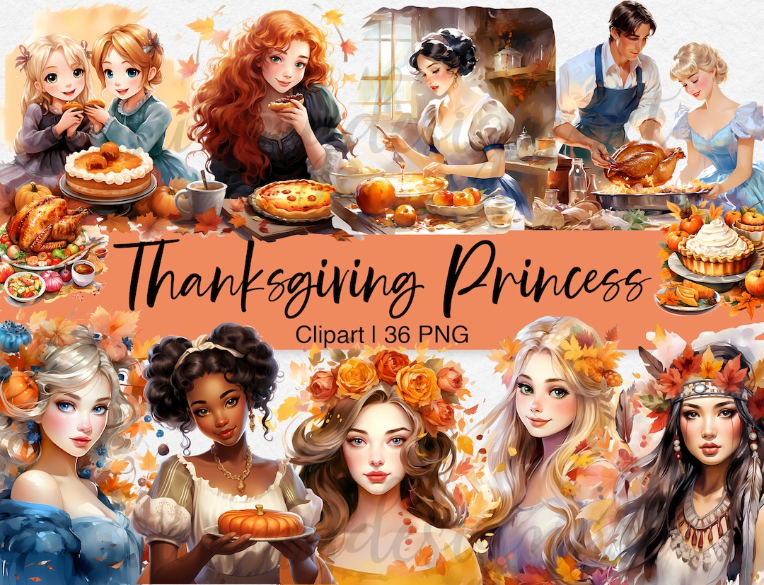 Thanksgiving Clipart, Princess Clip Art, Fall Clipart, Watercolor ...