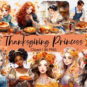 Thanksgiving Clipart, Princess Clip Art, Fall Clipart, Watercolor ...
