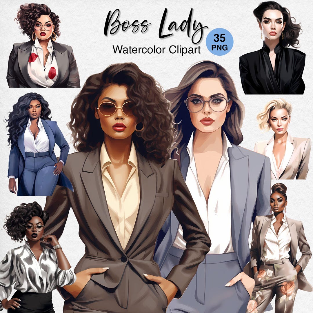 Boss Lady Clipart PNG Bundle: Fashion CEO Graphics (commercial Use ...