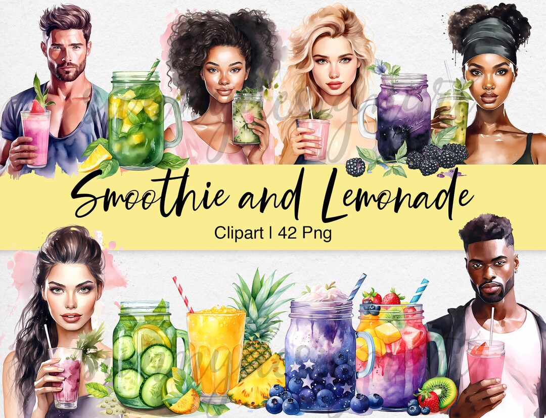 Smoothie Clipart, Healthy Drinks PNG, Watercolour Lemonade Clip Art ...