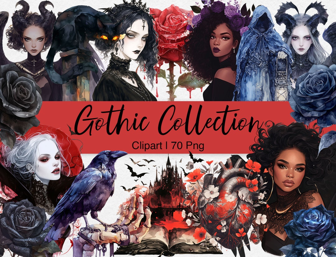 Watercolor Gothic Clipart, Gothic Princess, Dark Angel, Vampire, Gothic ...