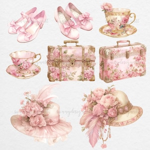 Coquette Watercolor Clipart, Pink Ribbon Bow, Vintage Girl PNG ...