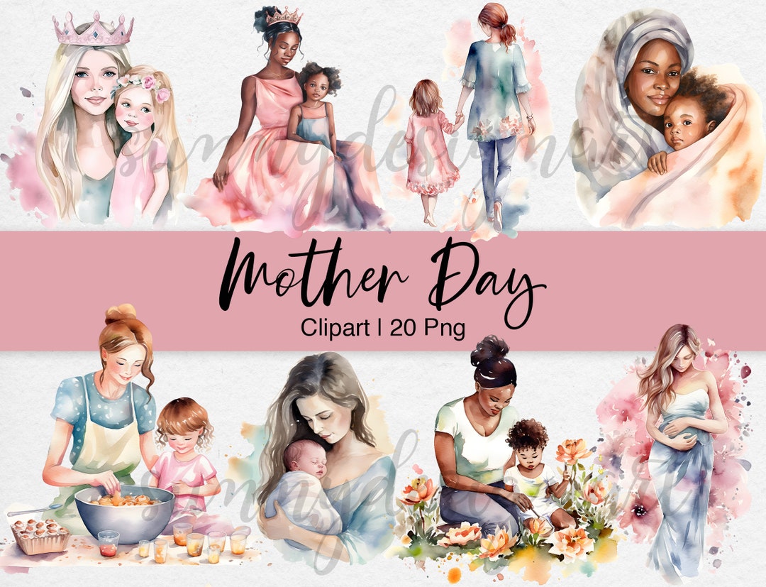 Mother Day Clipart, Mom and Baby Clipart, Pregnant Woman PNG ...