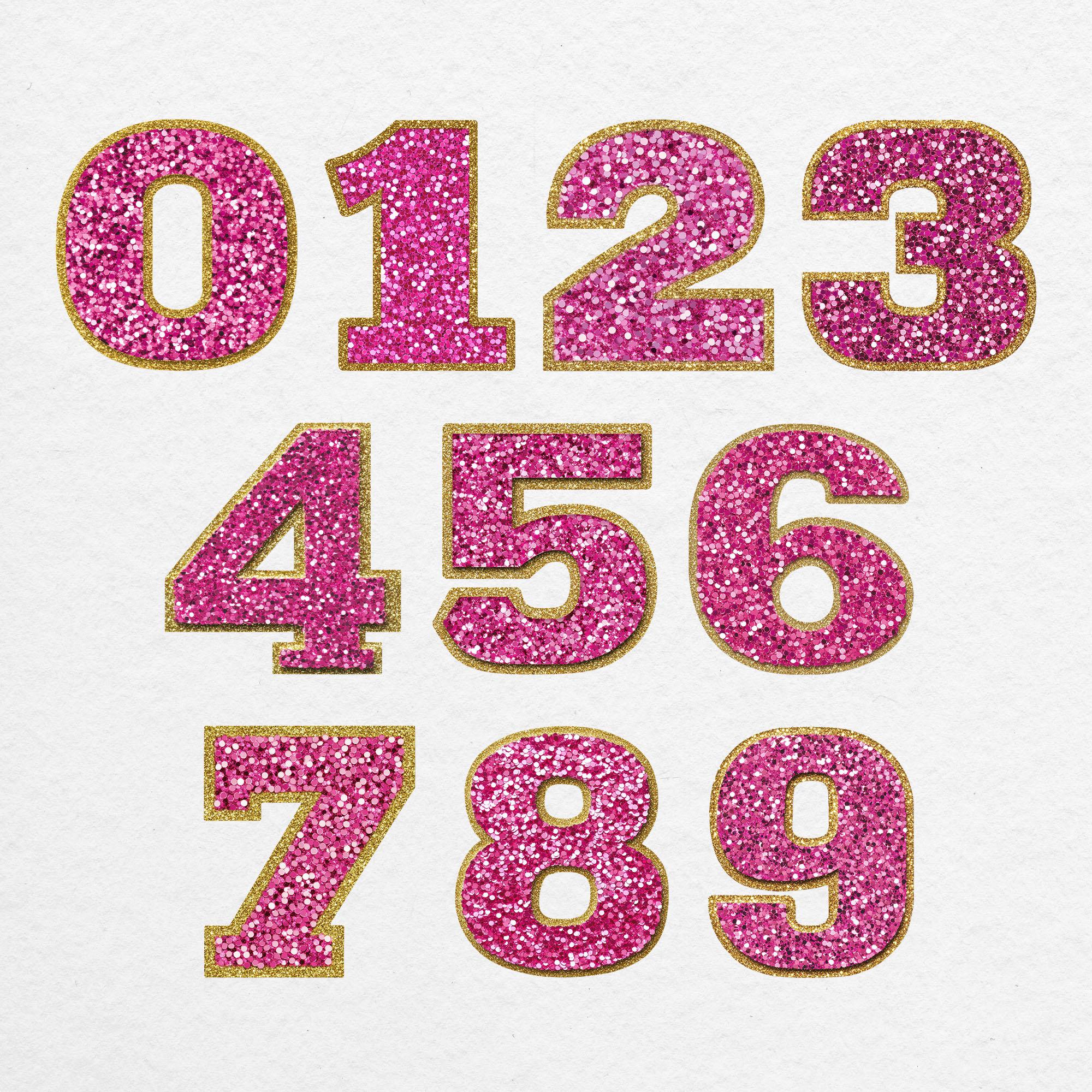 Pink Glitter Alphabet Clipart: Gold Monogram Letters and Numbers PNG - Etsy