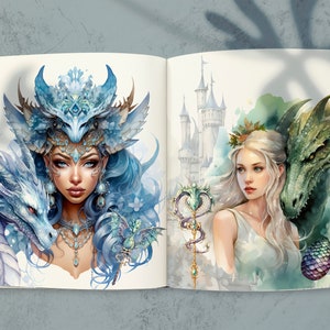Dragon Queen Clipart, Watercolor Clipart, Fantasy Illustration, Dragon ...