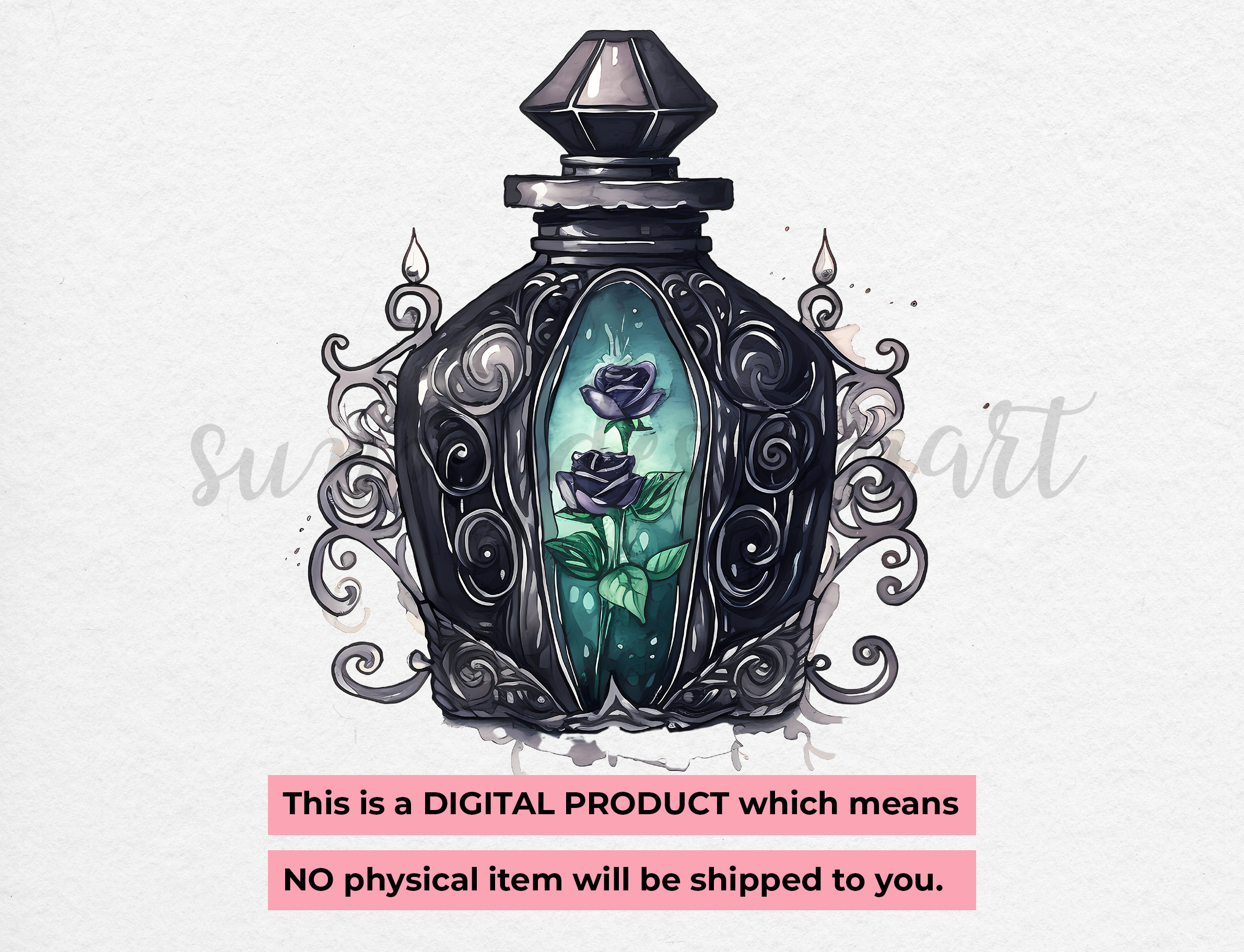 Watercolor Fairytale Perfume Bottle Clipart: Princess Potion PNG ...