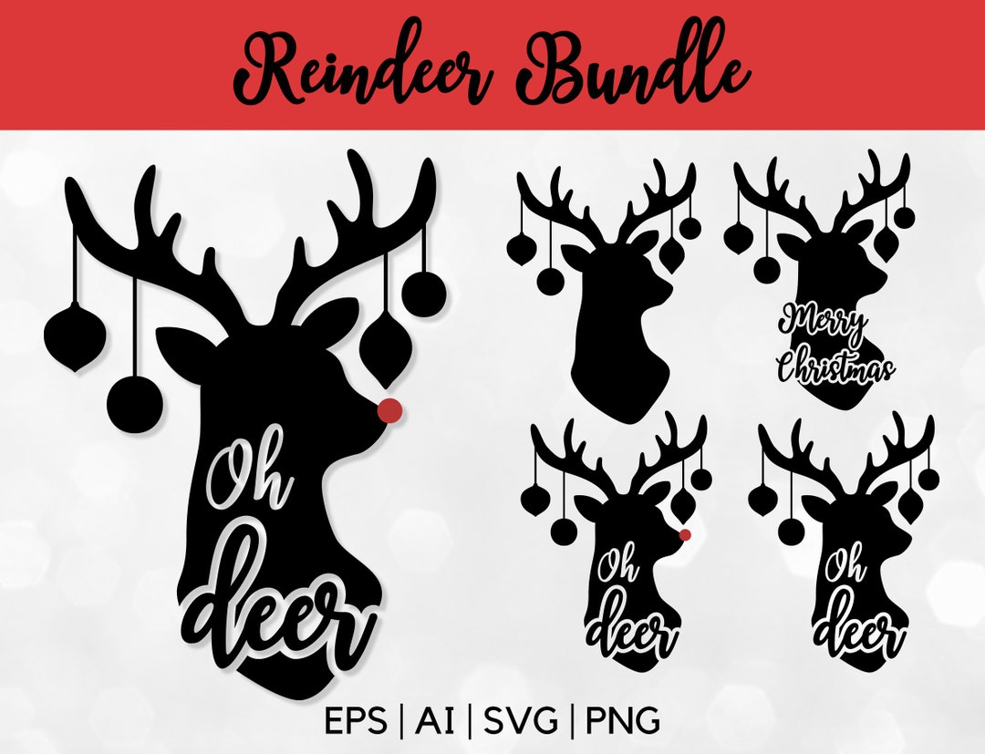 Christmas Deer SVG Bundle, Merry Christmas Svg, Oh Deer SVG, Christmas ...
