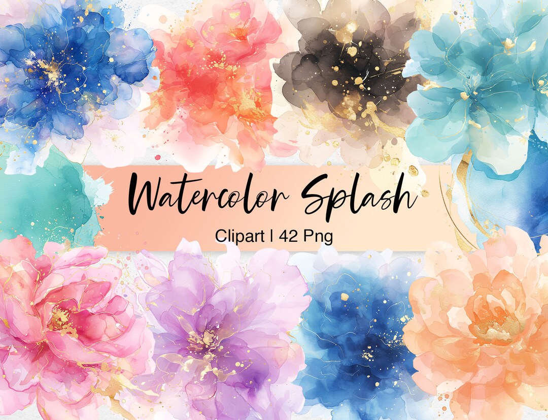 Watercolor Splash Clipart: Abstract Floral Brush Strokes (digital ...