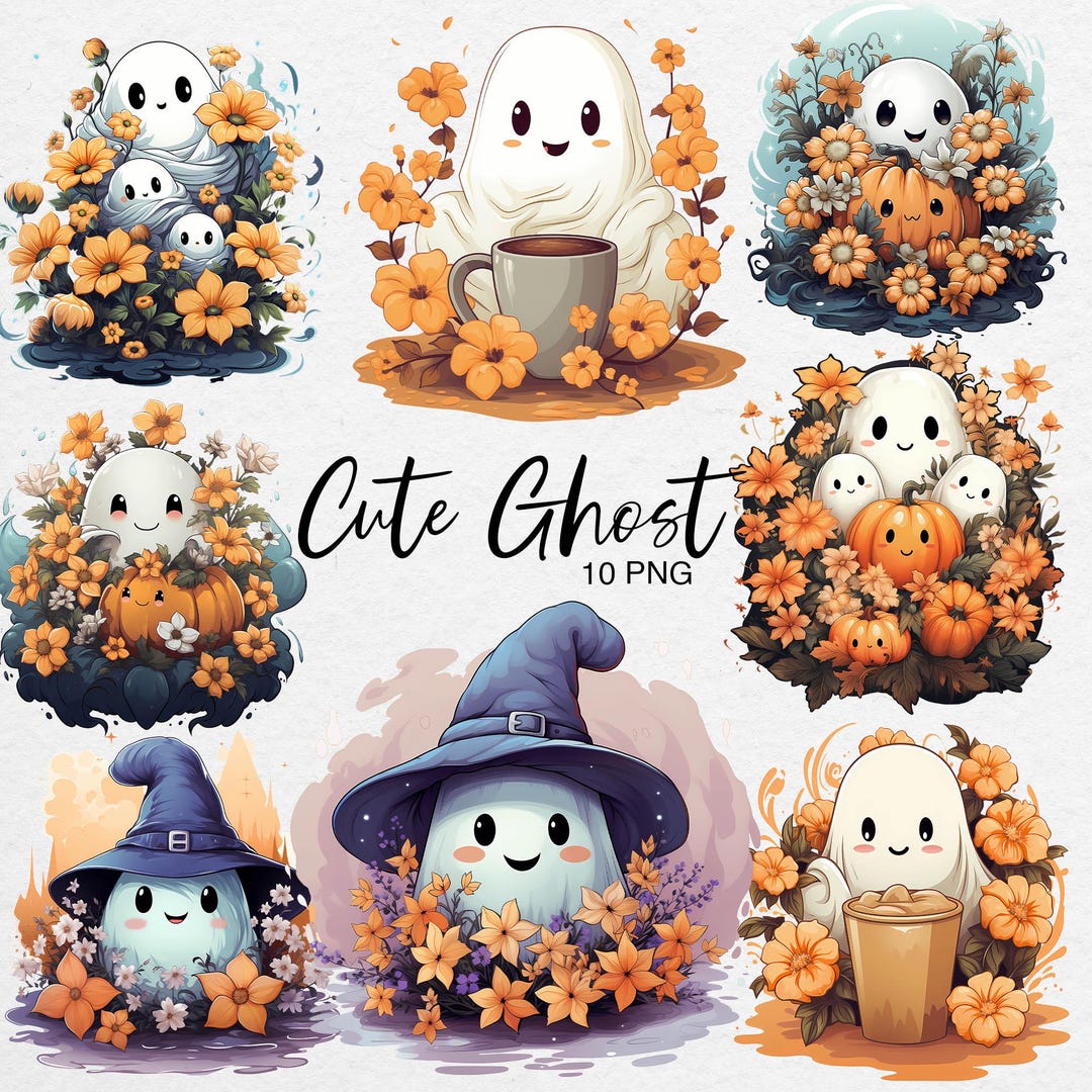 Cute Ghost Clipart Set: Halloween Pumpkin PNG (digital Download) - Etsy