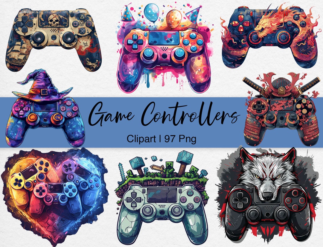 Game Controller Bundle Clipart, Video Game PNG, Gamepad Clip Art, Gamer ...