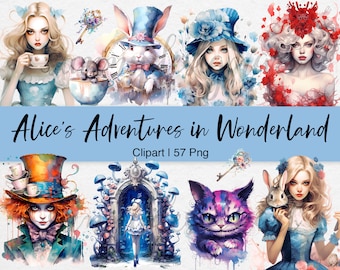 Alice in Wonderland Clipart Set 24 Png Transparent Background - Etsy