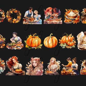 Thanksgiving Clipart, Princess Clip Art, Fall Clipart, Watercolor ...