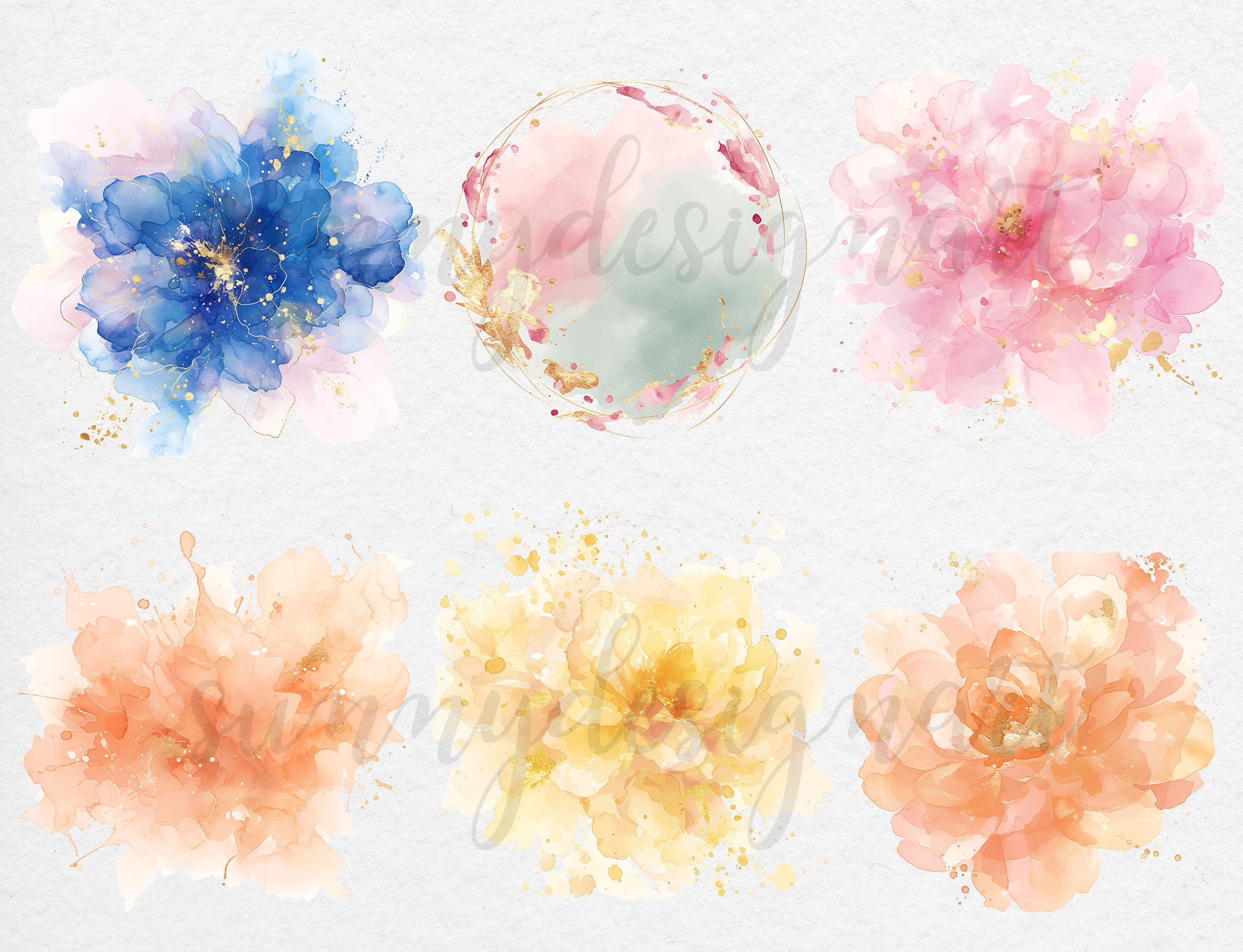 Watercolor Splash Clipart: Abstract Floral Brush Strokes (digital ...