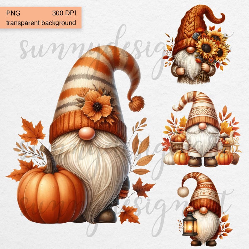 Fall Gnome Clipart Bundle: Pumpkin Spice Autumn PNG Digital Download - Etsy