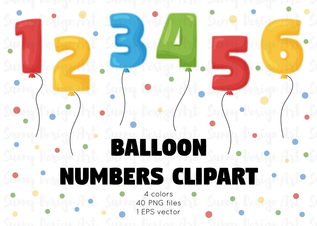 Balloon Number Clipart Set for Birthday Party, Balloons PNG Collection ...