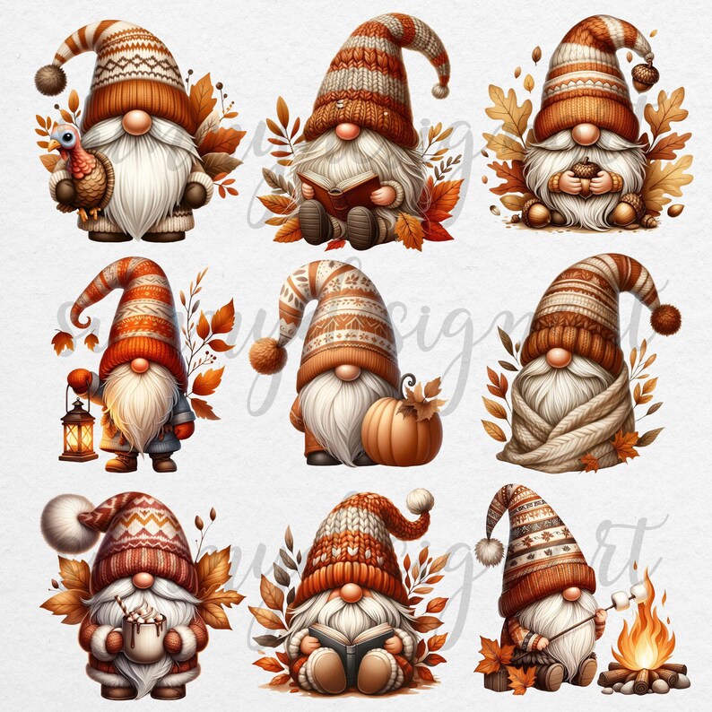 Fall Gnome Clipart Bundle: Pumpkin Spice Autumn PNG Digital Download - Etsy