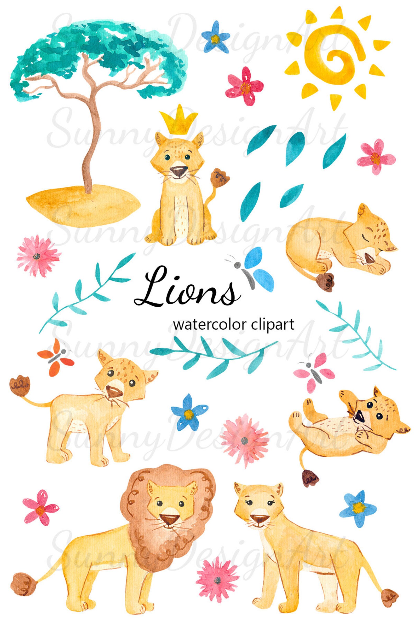 Lion Watercolor Clipart PNG Instant Digital Download Lion - Etsy