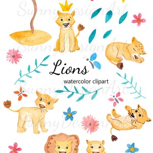 Lion Watercolor Clipart PNG, Instant Digital Download, Lion Cubs ...