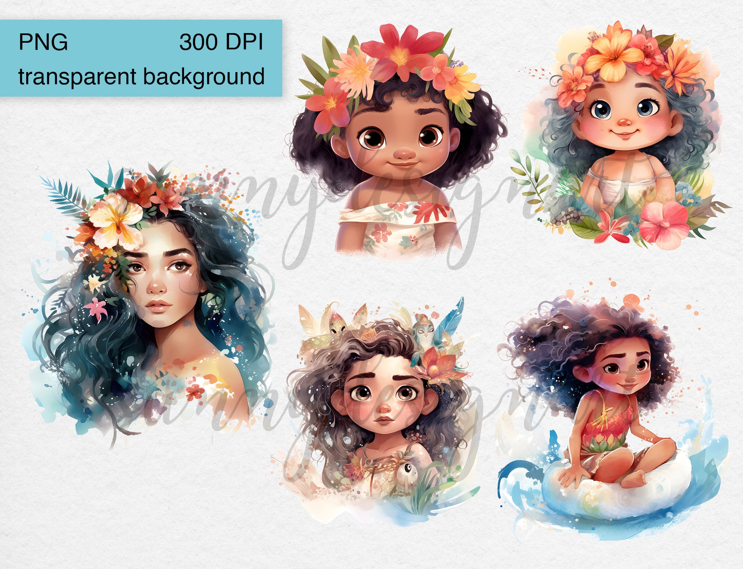 Polynesian Princess Clipart PNG Hawaii Graphics - Etsy