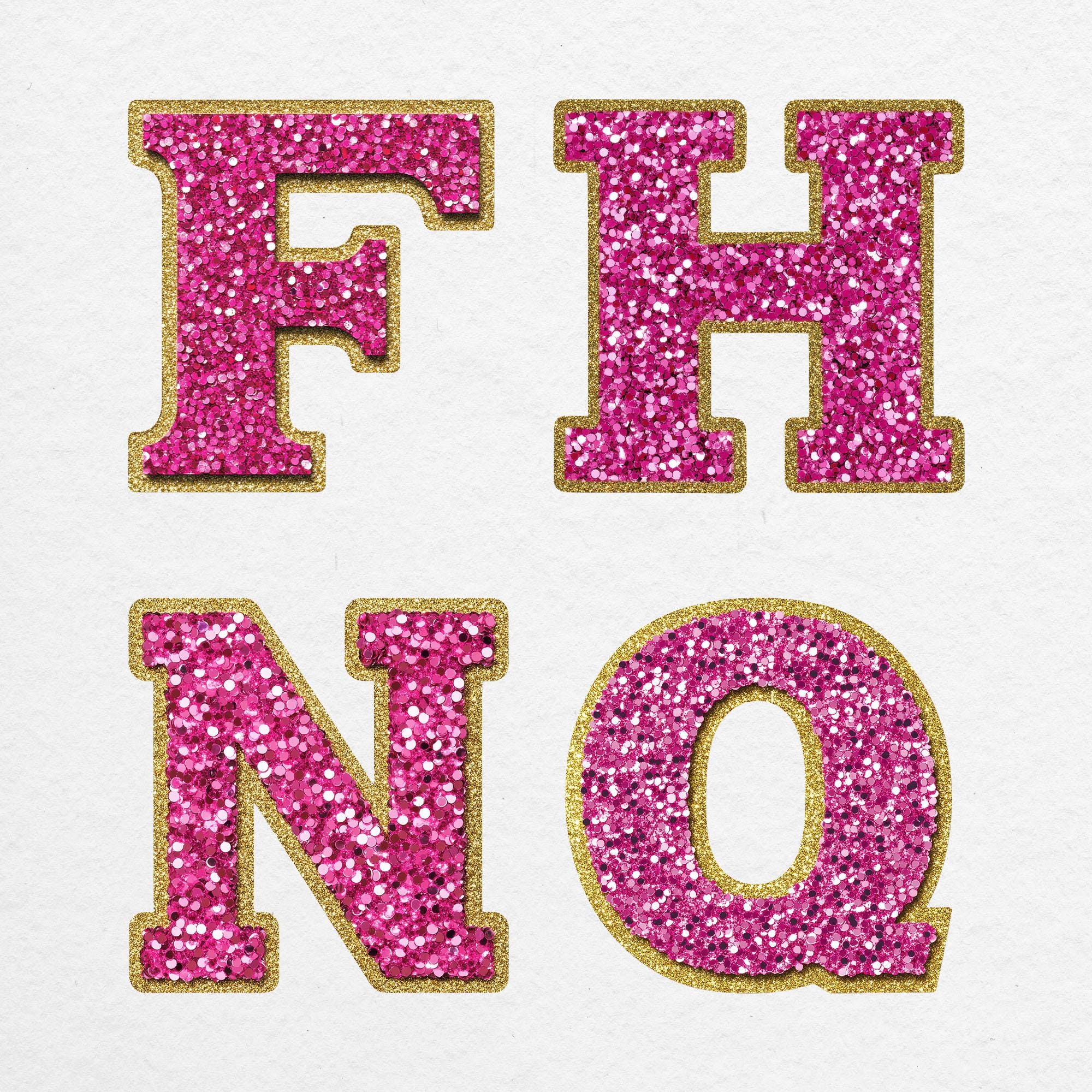 Pink Glitter Alphabet Clipart: Gold Monogram Letters and Numbers PNG - Etsy