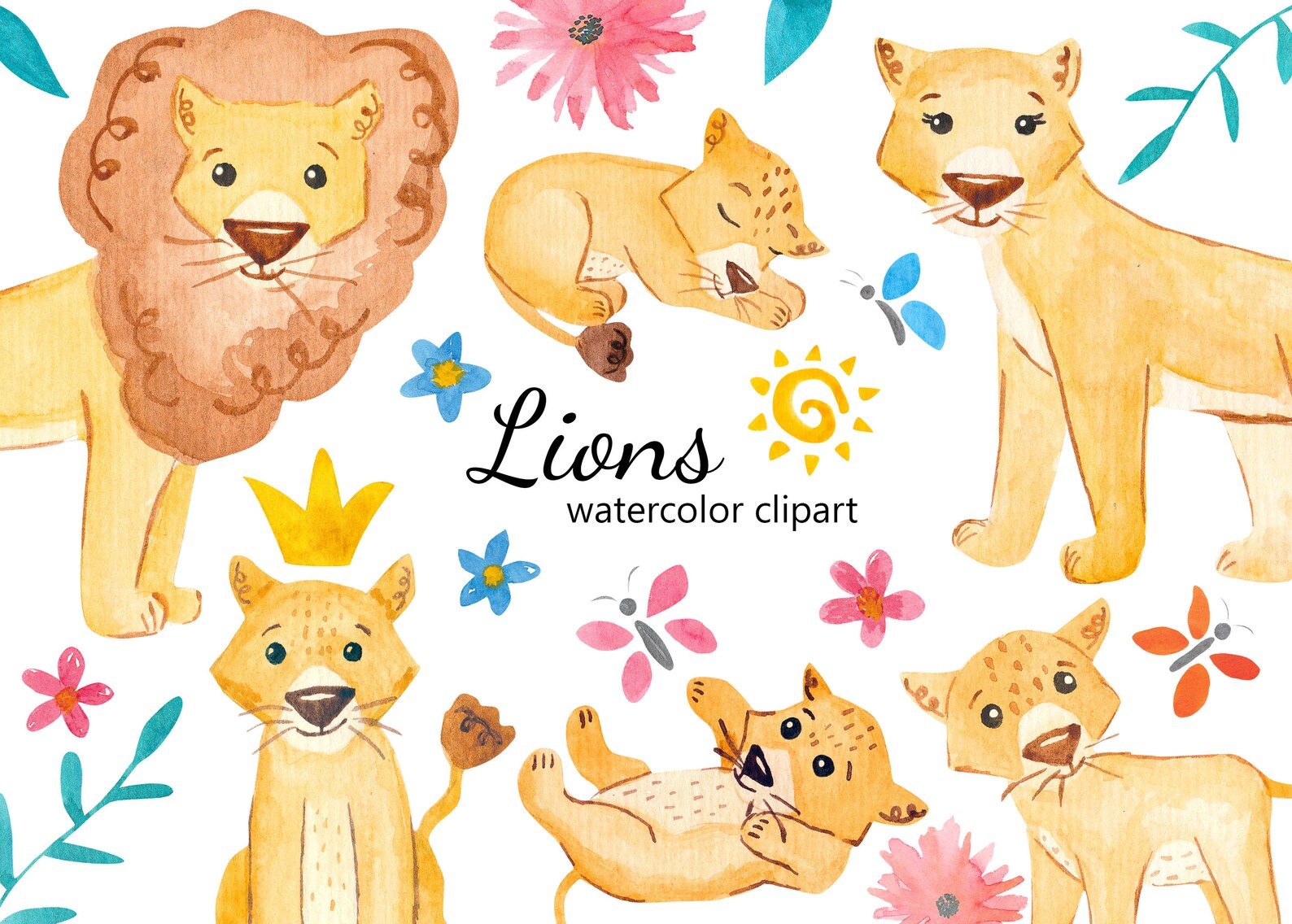 Lion Watercolor Clipart PNG Instant Digital Download Lion - Etsy