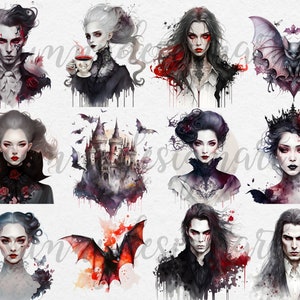 Vampire Watercolor Clipart, Vampire Princess Png, Gothic Vampire Png ...