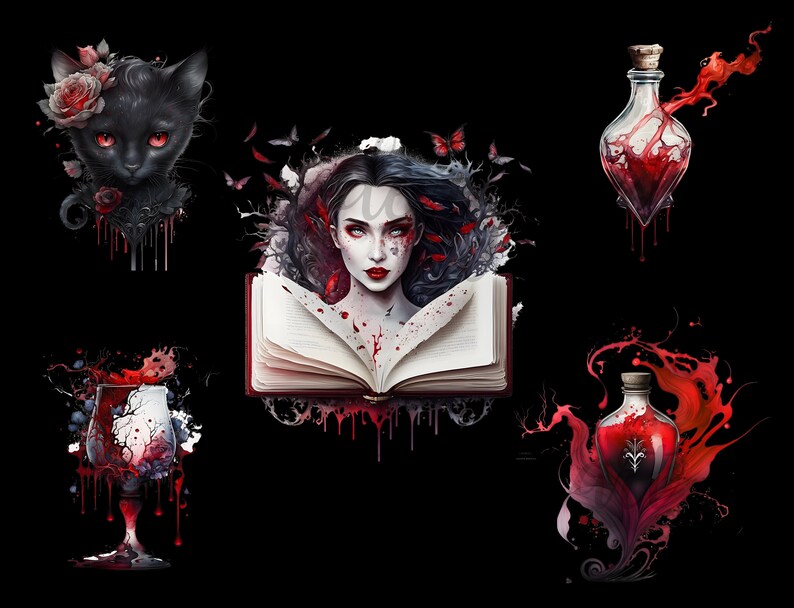 Vampire Watercolor Clipart Vampire Princess Png Gothic - Etsy