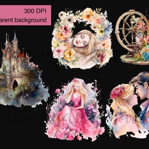 Sleeping Beauty Clipart, Princess Clipart, Aurora PNG, Fairy Tale ...