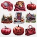 Burgundy Autumn Clipart: Watercolor Fall PNG Stickers for Planners ...