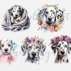 Dalmatian Clipart, Watercolor Clipart, Cute Dog Clipart, Puppy Clipart ...