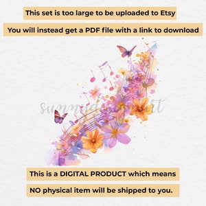 Watercolor Music Note Clipart Bundle: Melodic PNG Graphics (digital ...