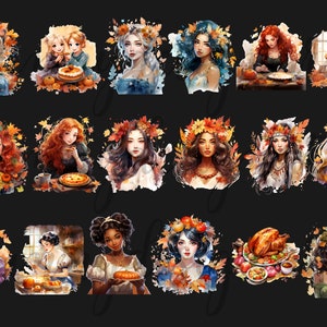 Thanksgiving Clipart, Princess Clip Art, Fall Clipart, Watercolor ...