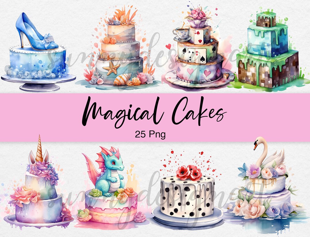 Watercolor Cake Clipart, Birthday Cake Clipart, Wedding Cake Clipart ...