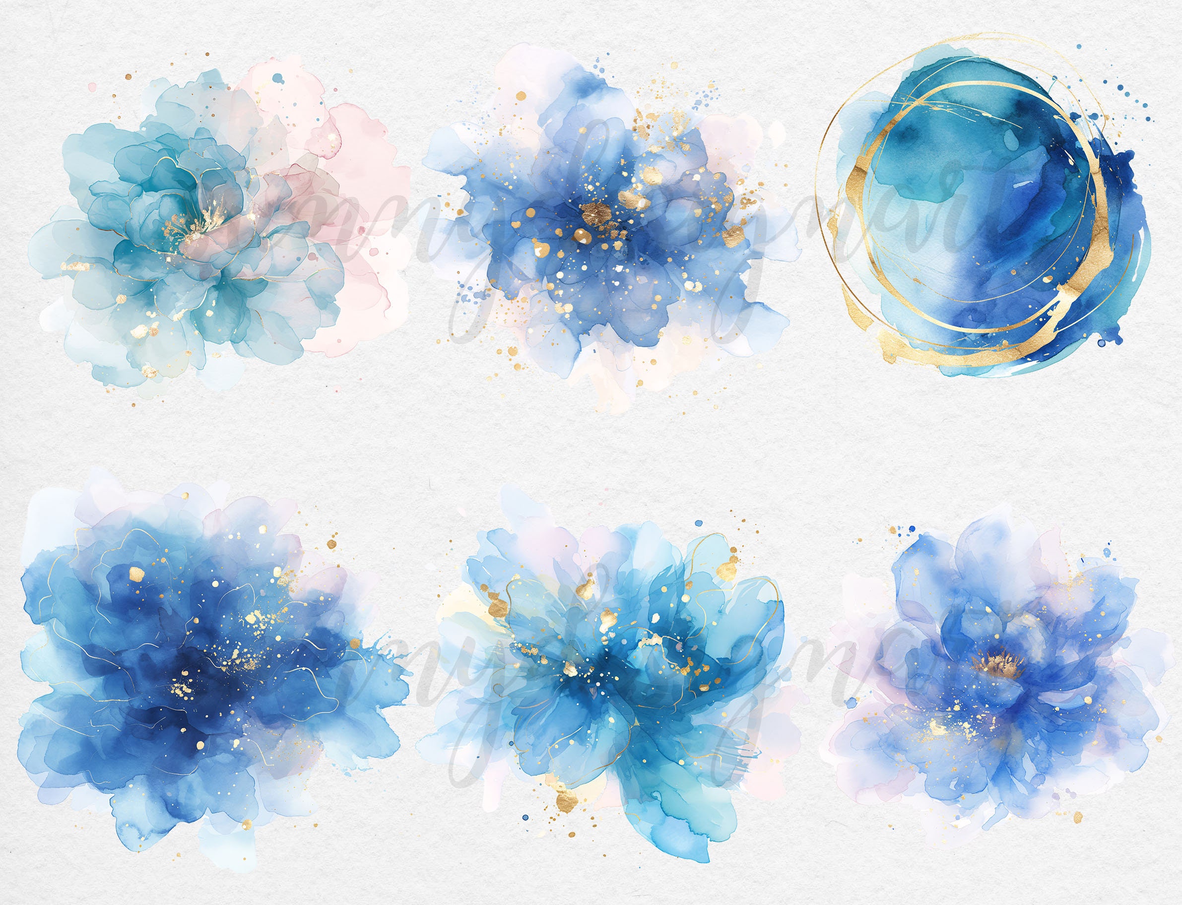 Watercolor Splash Clipart: Abstract Floral Brush Strokes (digital ...