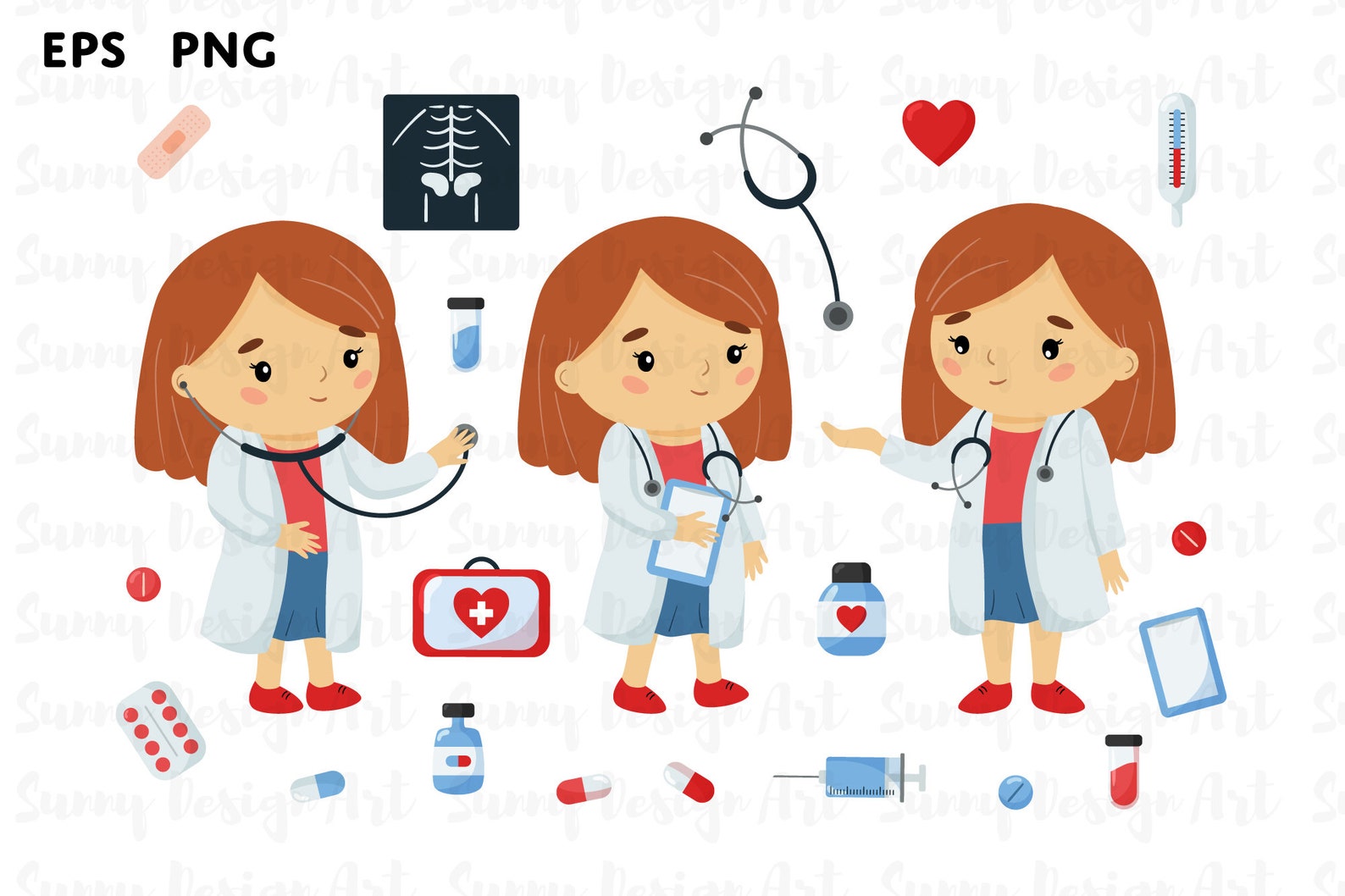 Medical Vector Clipart Pack Nurse Illustration Cliparts - Etsy