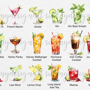 Watercolor Cocktails Clipart, Alcoholic Drinks PNG, Non-alcoholic ...