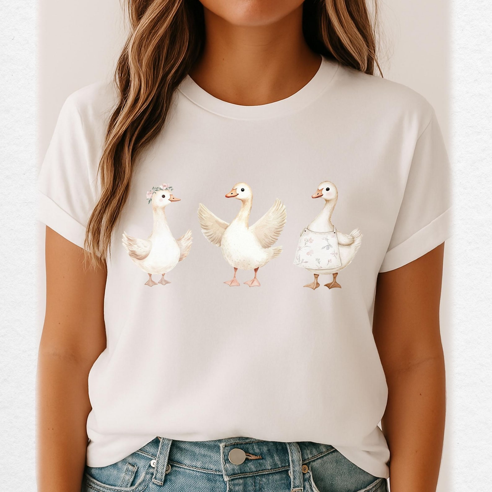 Silly Goose Clipart: Whimsical Spring Cottagecore PNG, Birthday Baby ...
