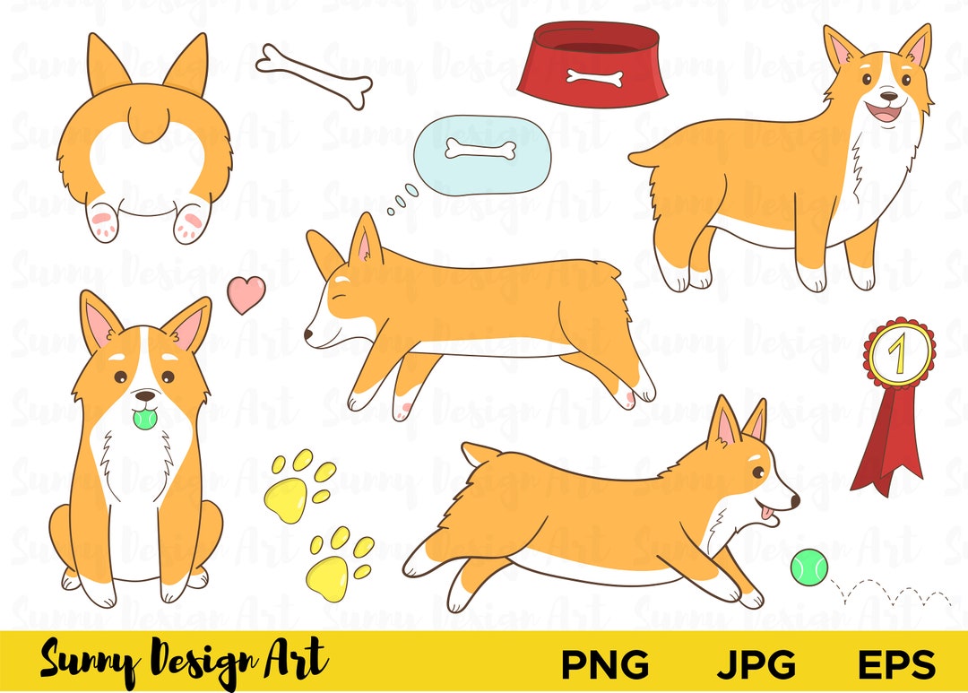 Corgi Clipart, Dog Lover Clipart, Cute Puppy PNG, Vector Art, Nursery ...