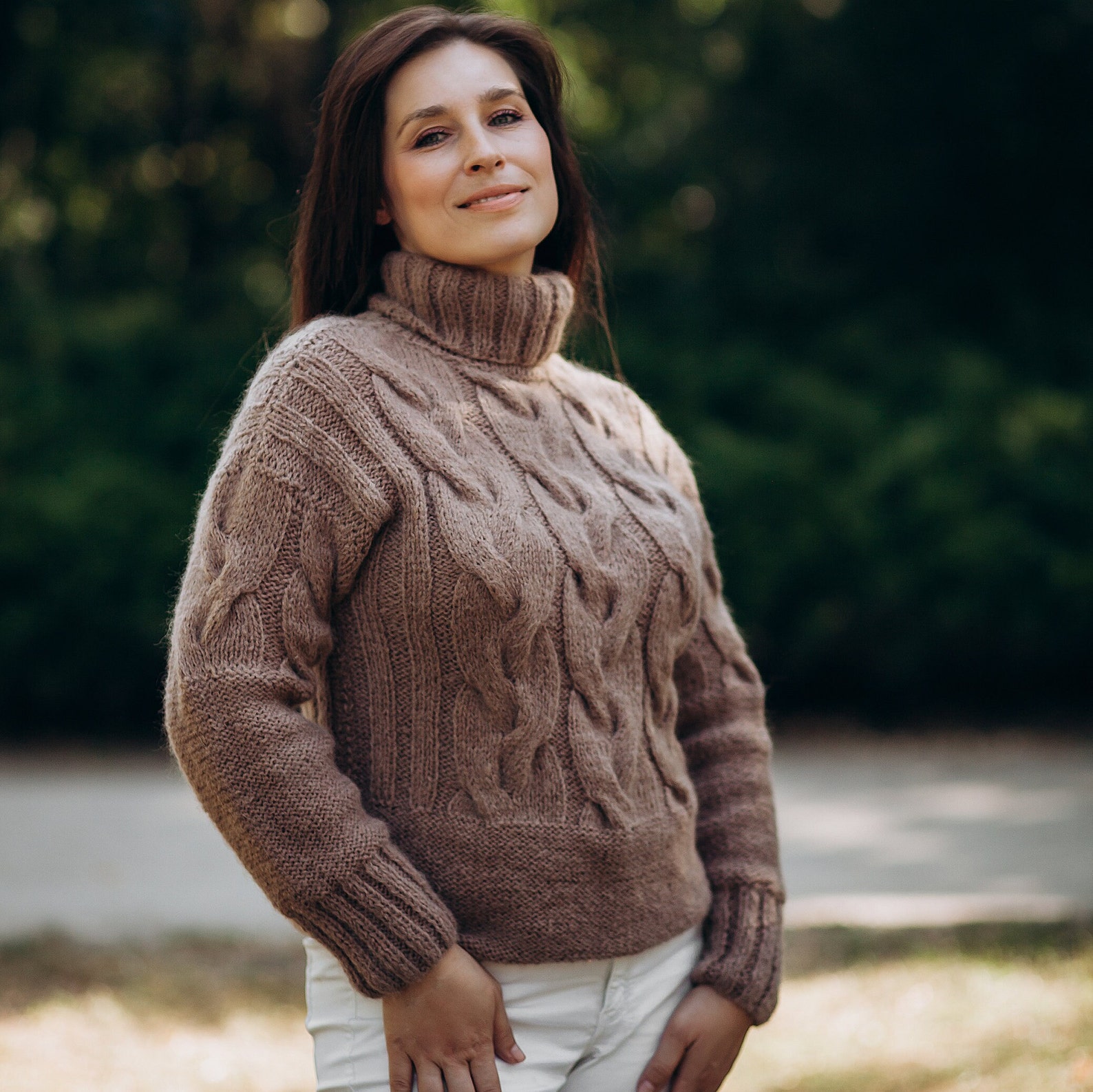 Cable Knitted Alpaca Sweater Turtleneck Alpaca Sweater Hand Knit ...