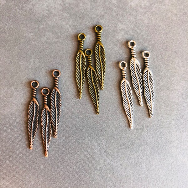 Metal Feather Charm - Etsy