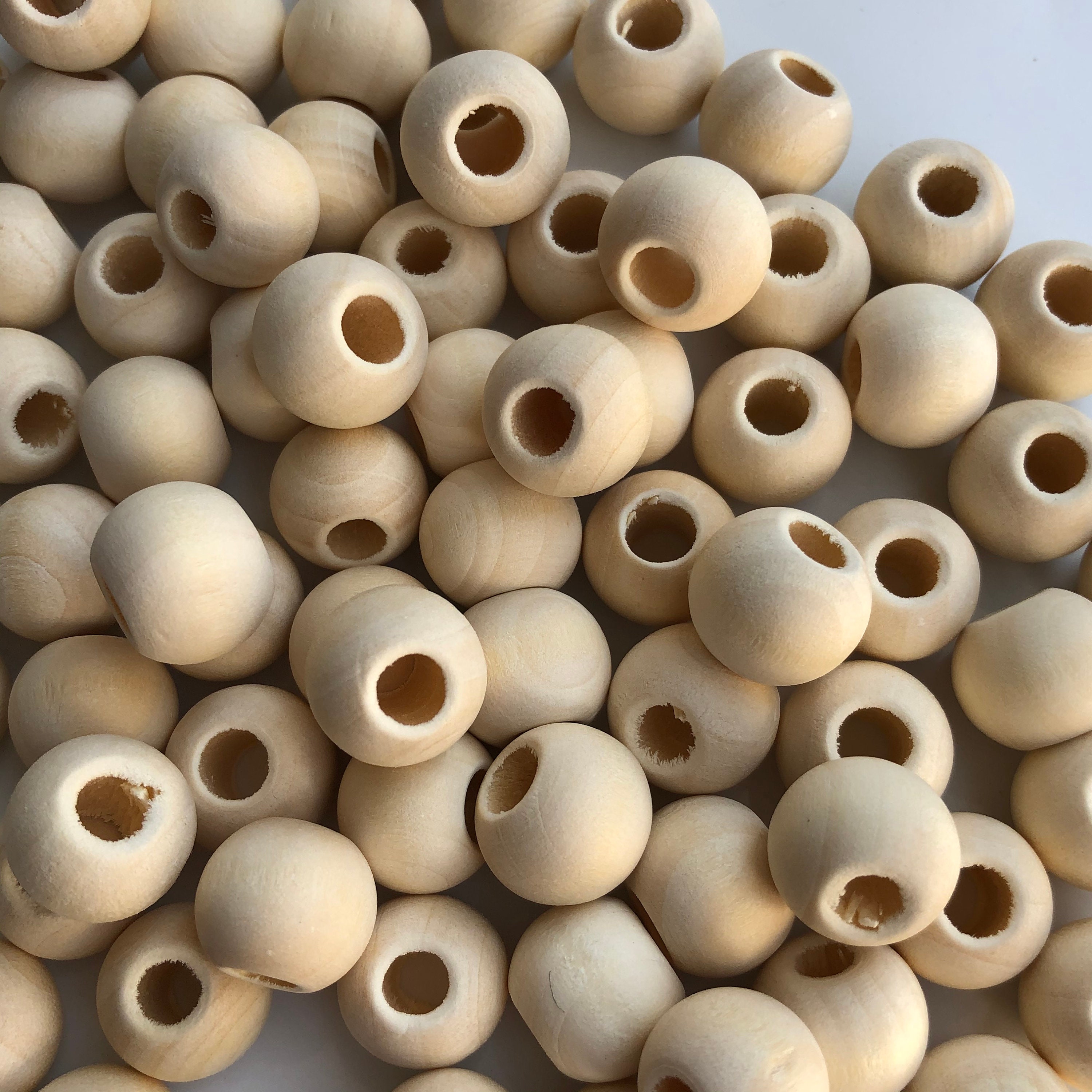 Raw Round Unfinished Wooden Macrame Beads Natural Macrame - Etsy Australia