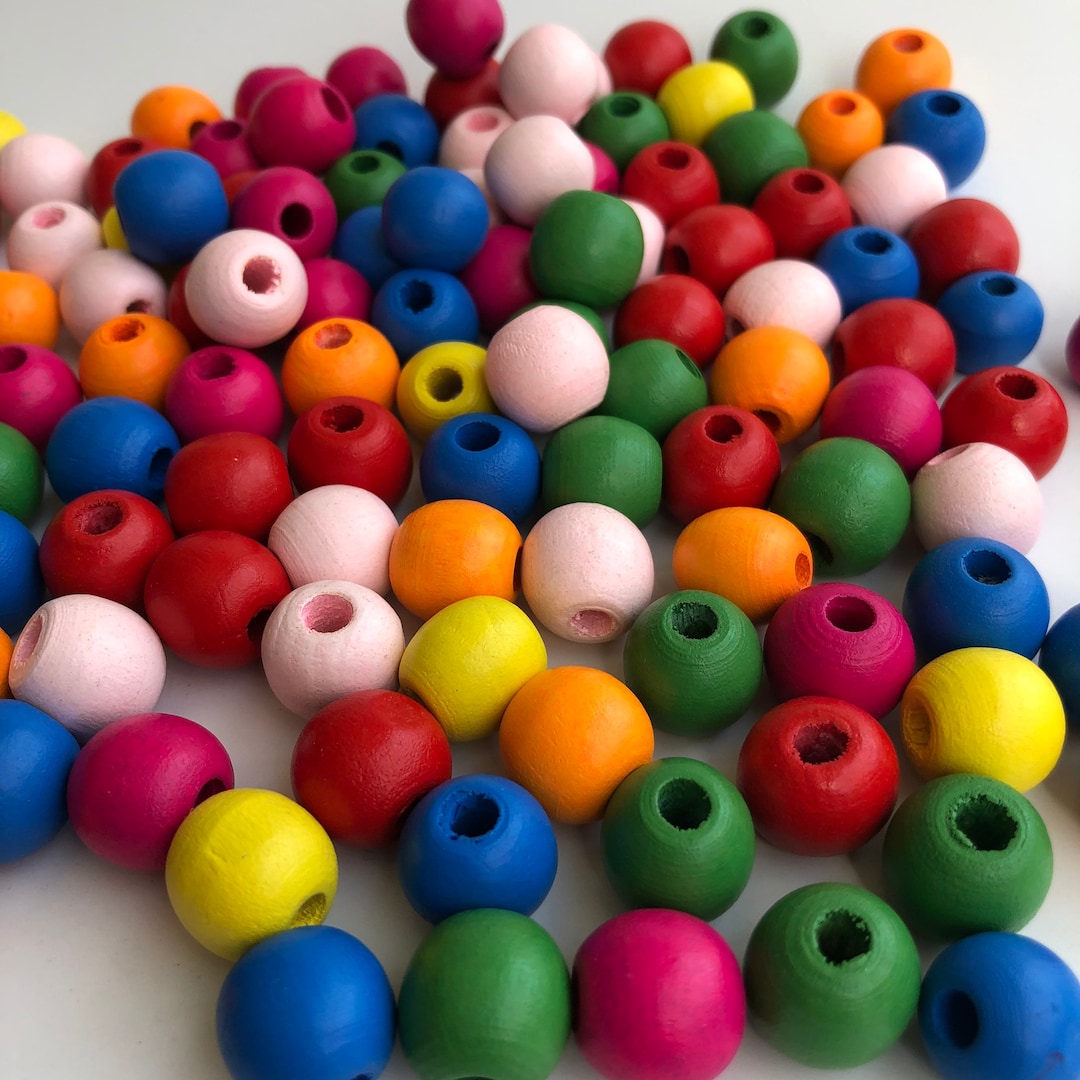 14mm Mélange de couleur primaire Perles de bois 25 pièces Perle ronde ...