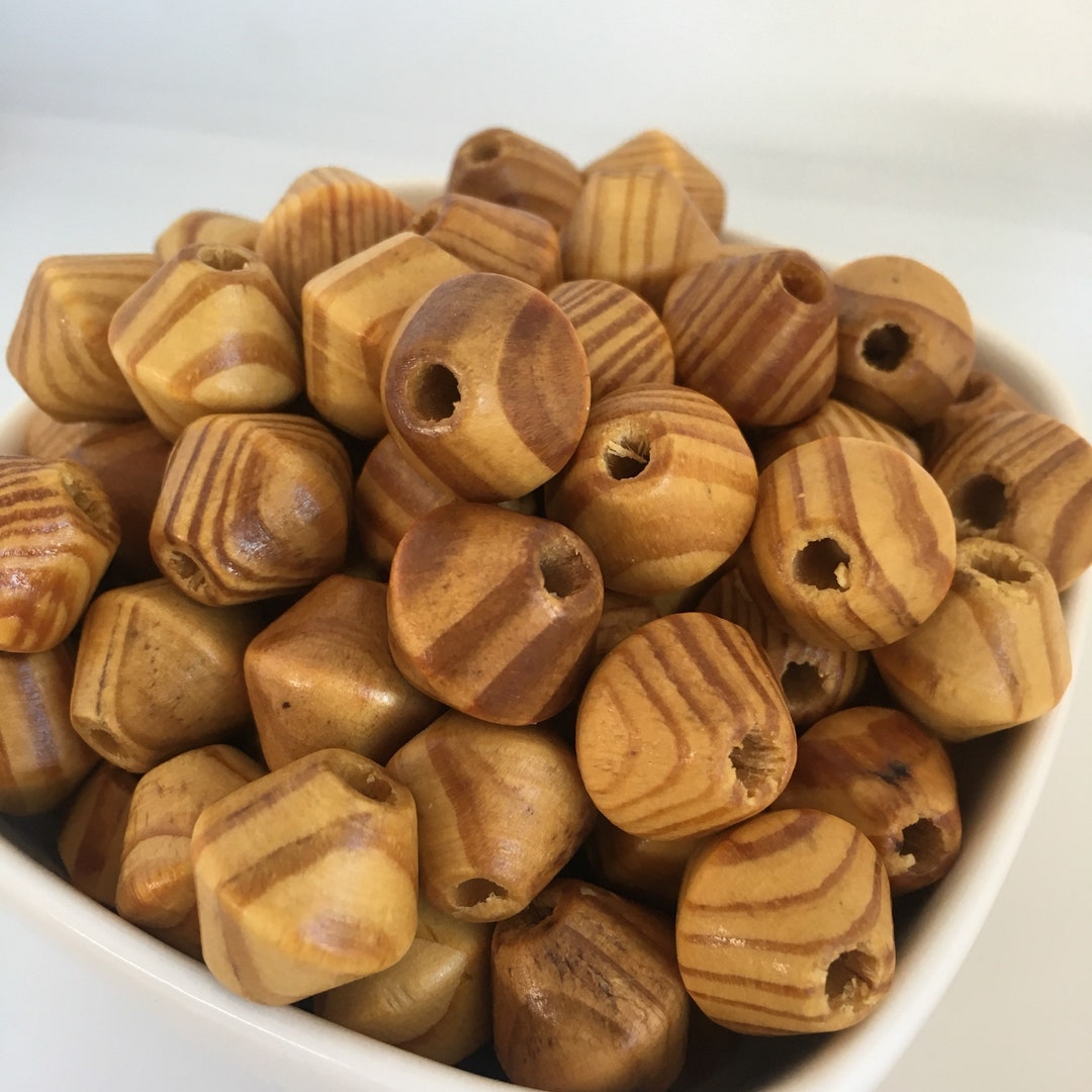 25X Burly Wood Natural Unpainted Wood Bead 16mm Bicone Shape Glossy ...