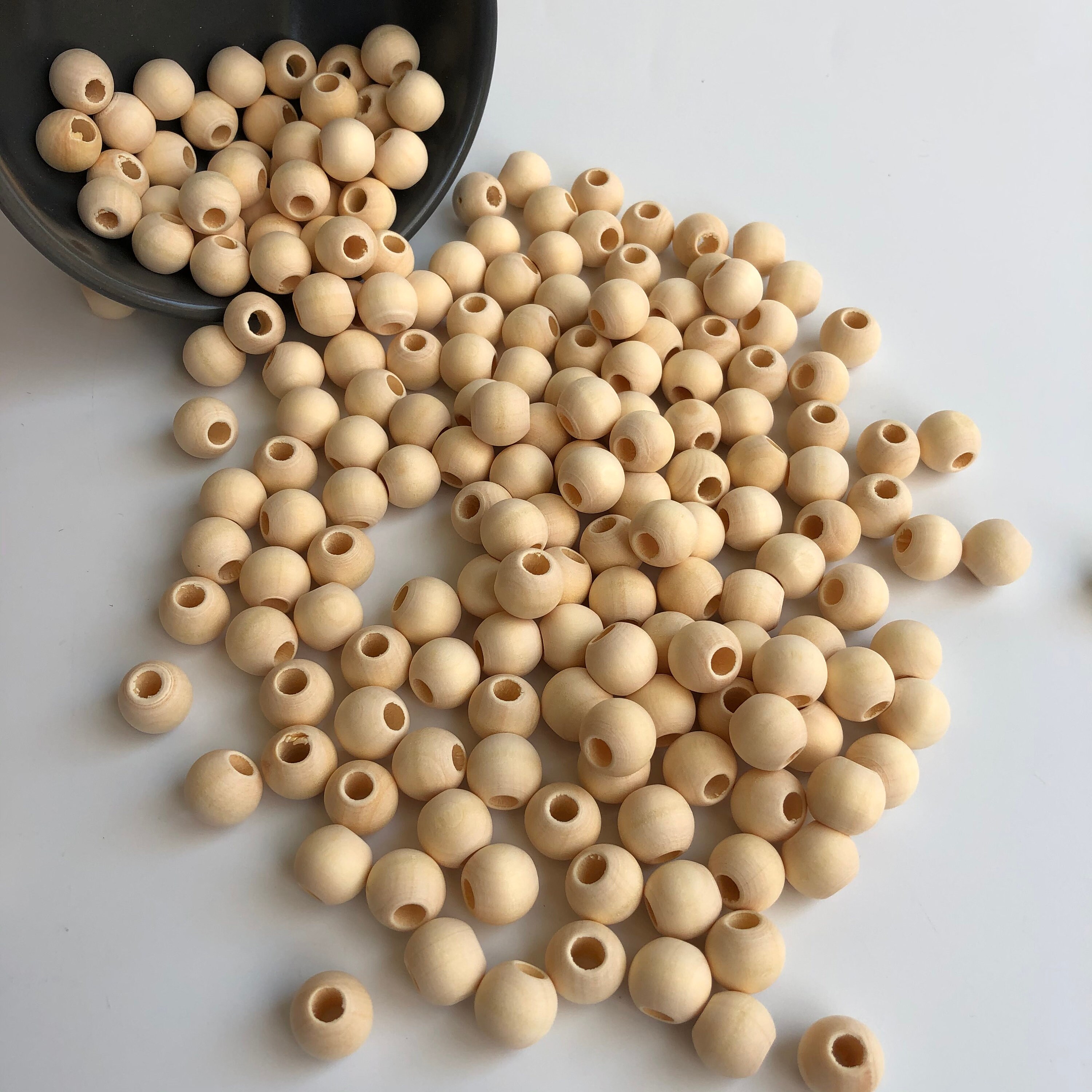6.5mm Threading Hole 18mm Raw Round Unfinished Wooden Bead Natural ...