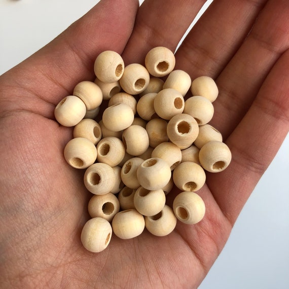 6.5mm Threading Hole 18mm Raw Round Unfinished Wooden Bead Natural ...