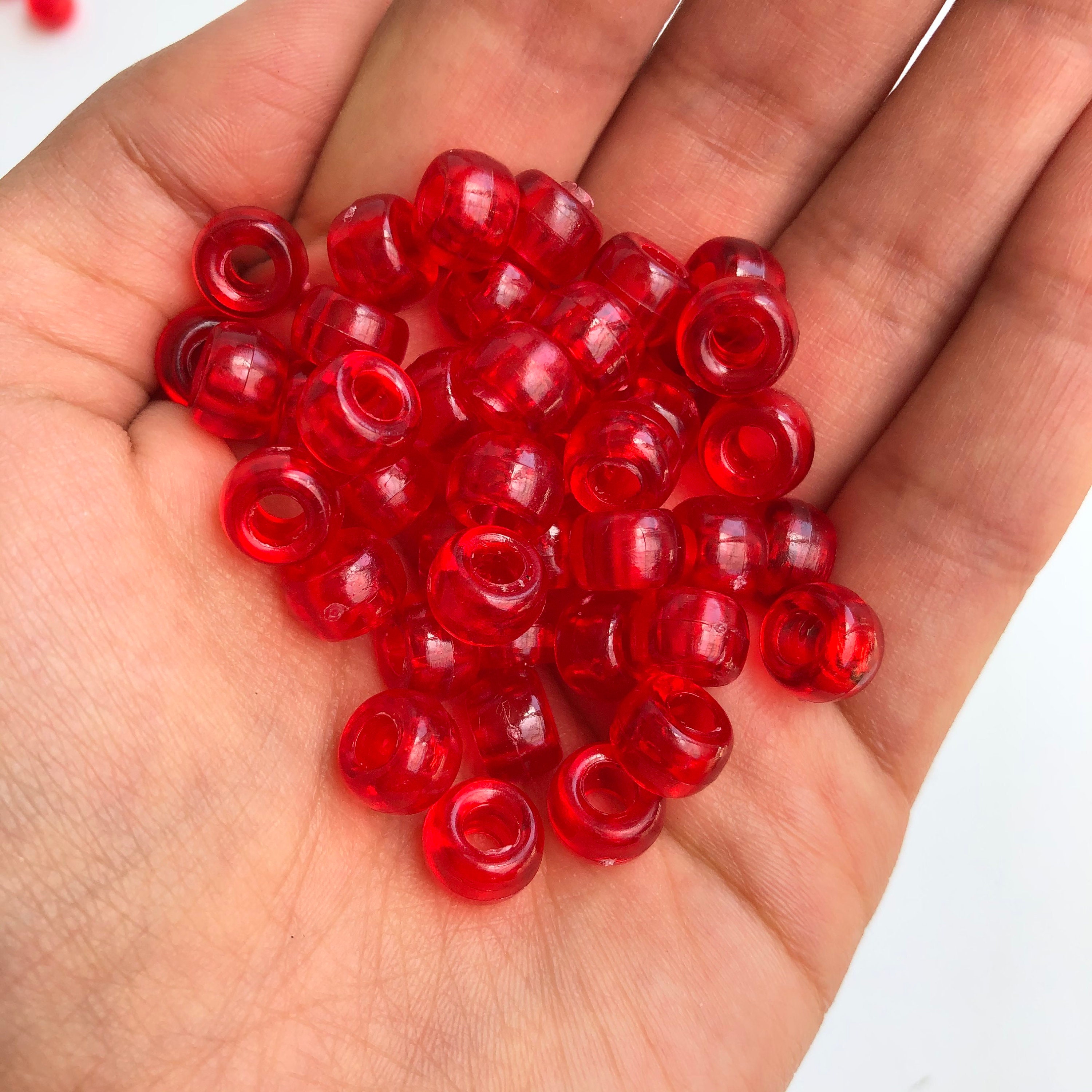150X Pieces Red Pony Beads 9x6mm Acrylic Plastic Hair Bead - Etsy