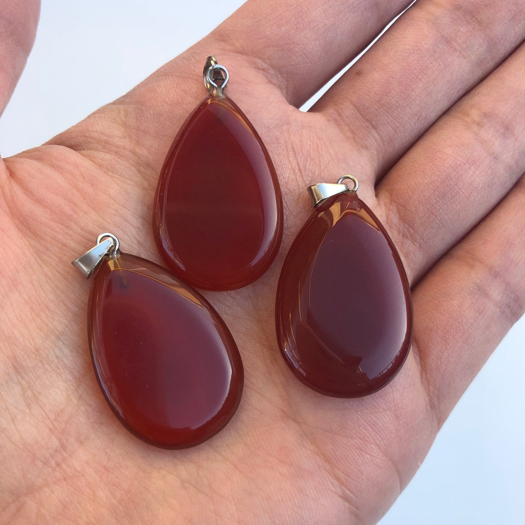 Carnelian Crystal Pendant Deep Red Charm 30mm Teardrop Pendant ...