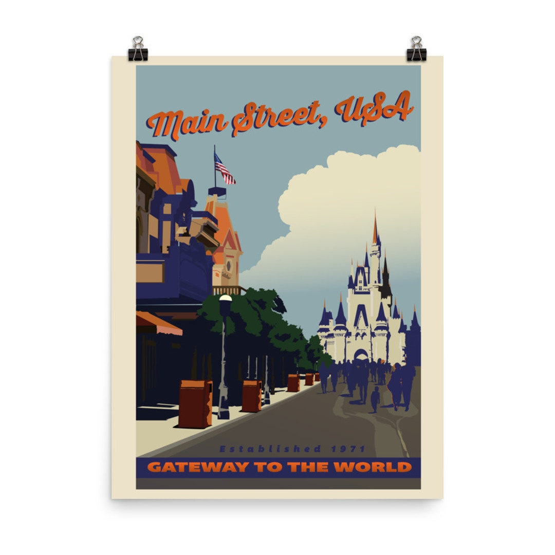 Main Street USA Vintage Travel Poster, Magic Kingdom Art - Etsy