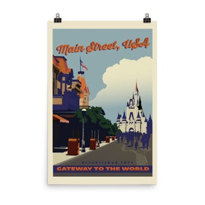 Main Street USA Vintage Travel Poster, Magic Kingdom Art - Etsy
